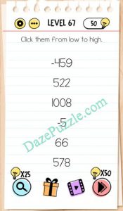 Brain Test Level 67 Click them from low to high