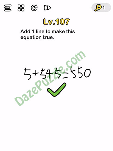 Brain Out Level 107 Add 1 line to make this equation true Answer | Daze ...