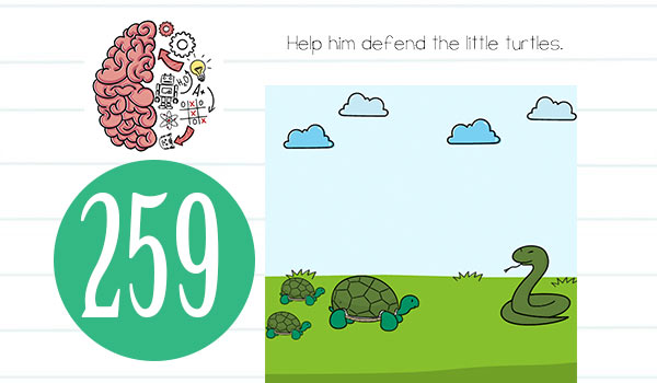 Brain Test Level 259 (NEW) Help him defend the little turtles