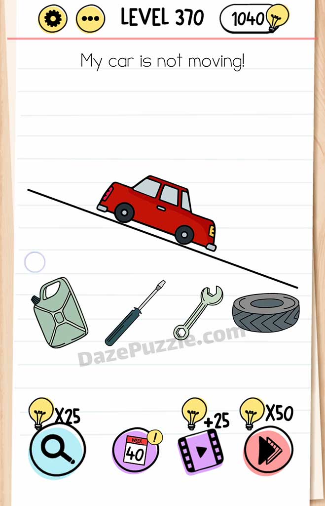 Brain Test Level 370 (NEW) My car is not moving Answer