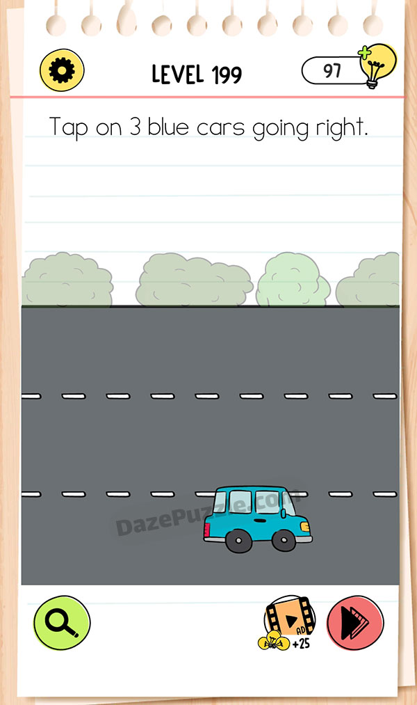 Brain Test 4 Level 199 Tap on 5 blue cars going right
