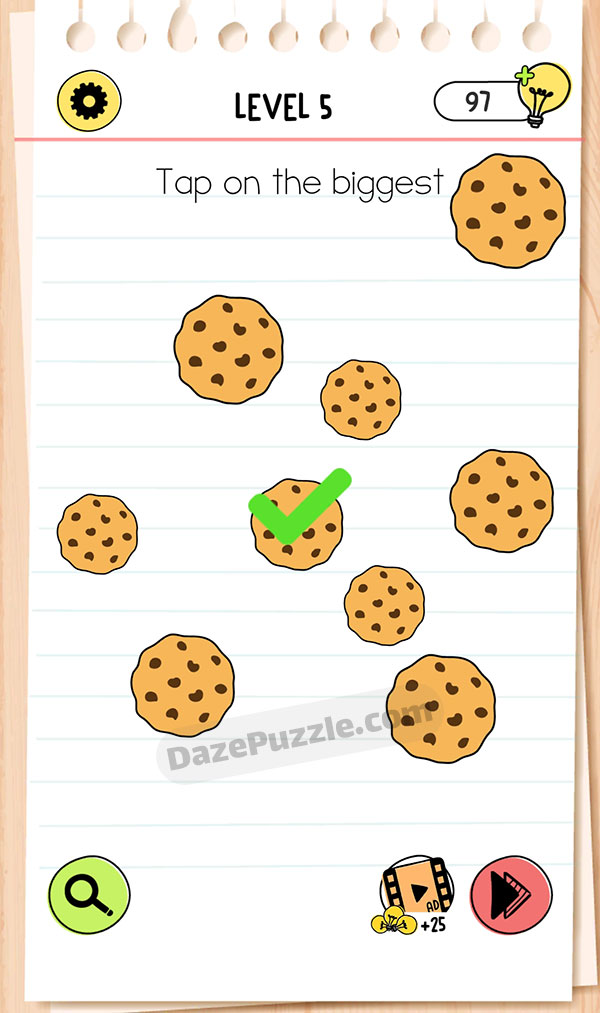 Brain Test 4 Level 5 Tap on the biggest