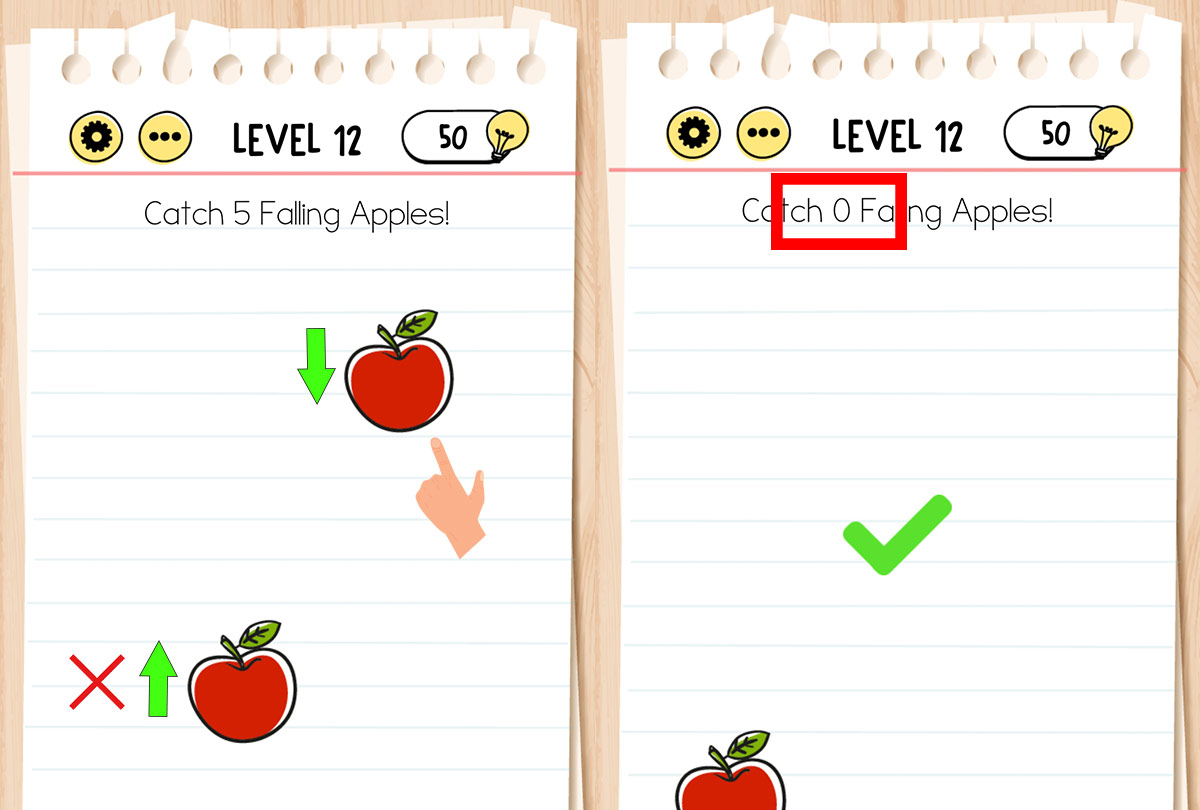 Brain Test Level 12 Catch 5 Falling Apples