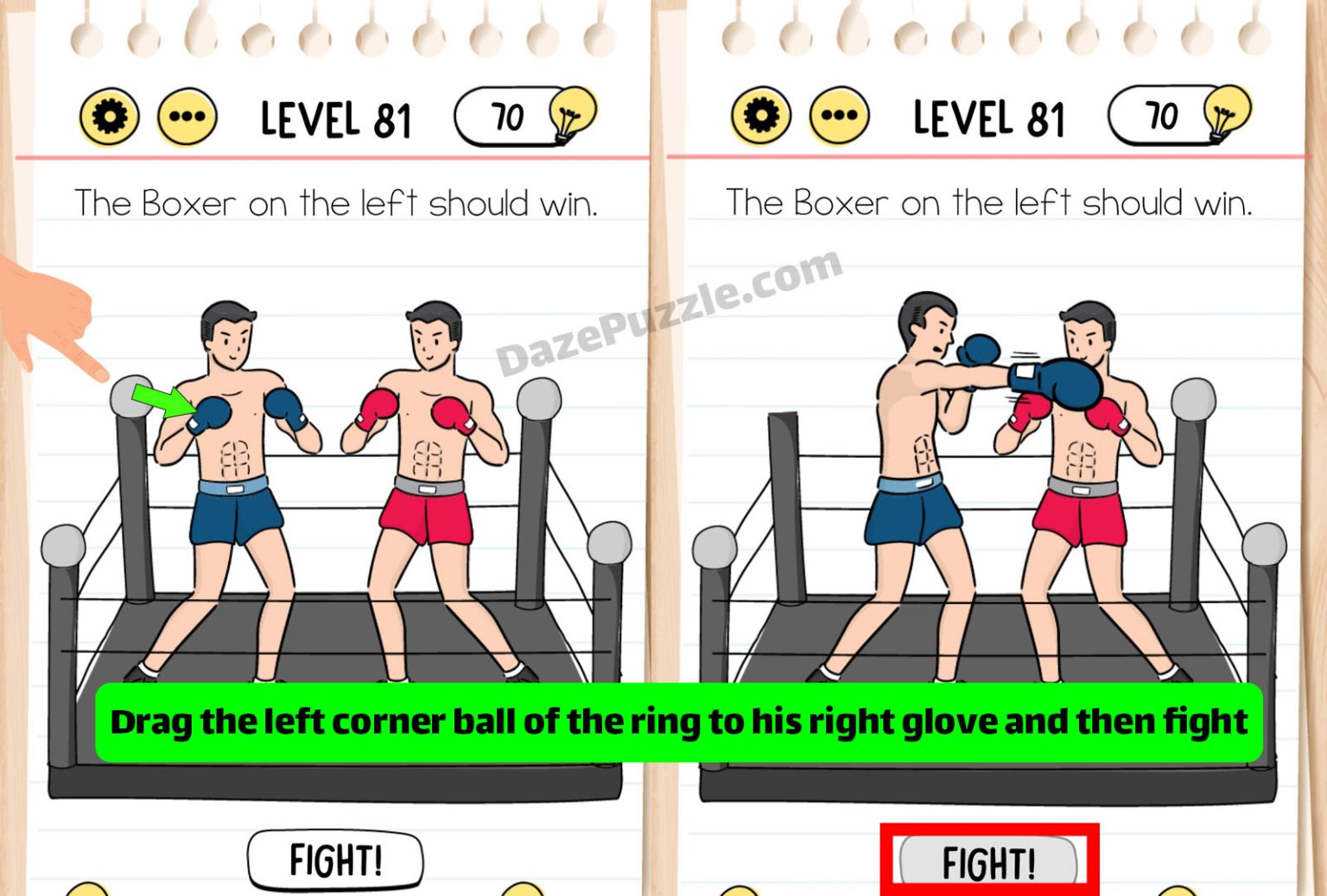 Brain Test Level 81 The Boxer on the left should win