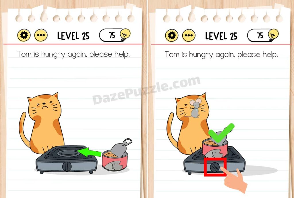 Brain Test Level 25 Tom is hungry again