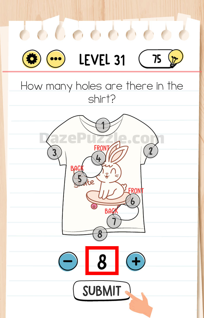 Brain Test Level 31 How many holes are there