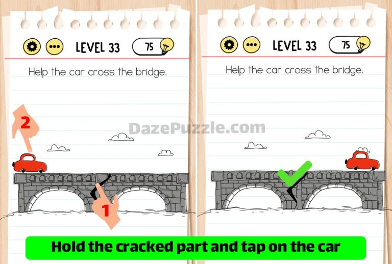 Brain Test Level 33 Help the car cross the bridge