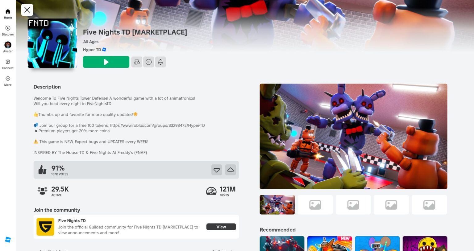 Roblox Five Nights TD Codes and Wiki