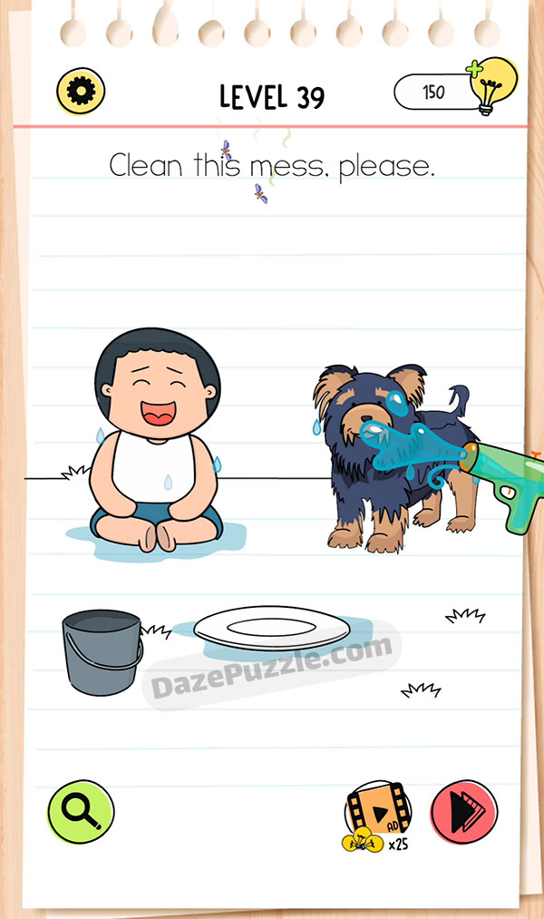 Brain Test All-Star Level 39 Clean this mess, please Answer