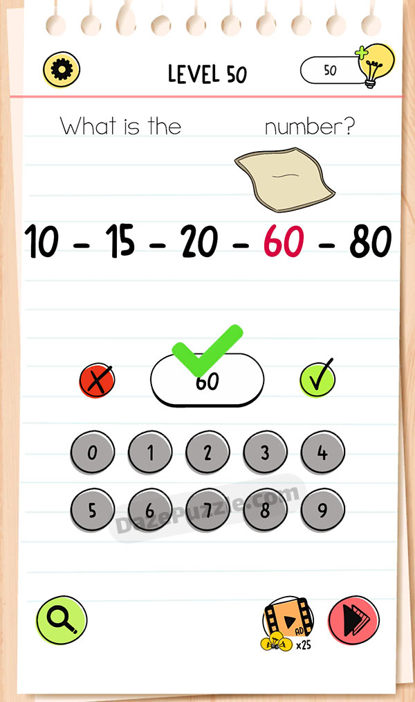Brain Test All-Star Level 50 What is the hidden number Answer
