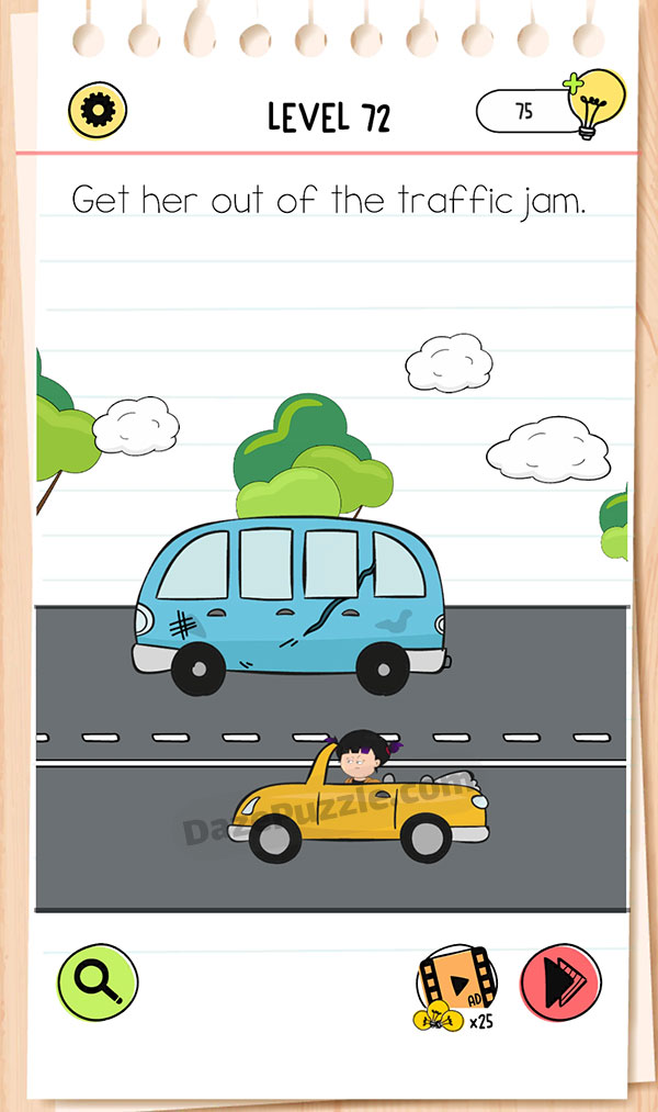 Brain Test All-Star Level 72 Get her out of the traffic jam Answer