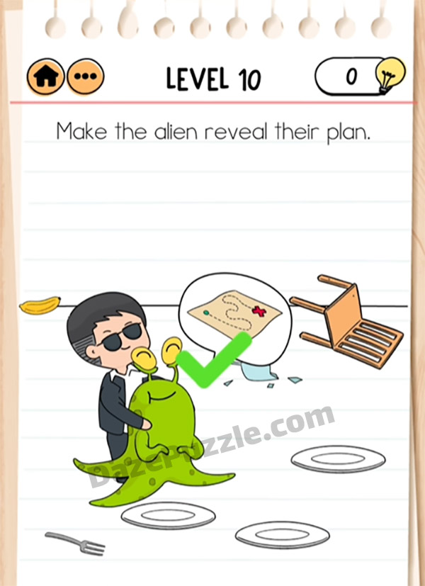 Brain Test 2 Alien Invasion Level 10 Make the alien reveal their plan