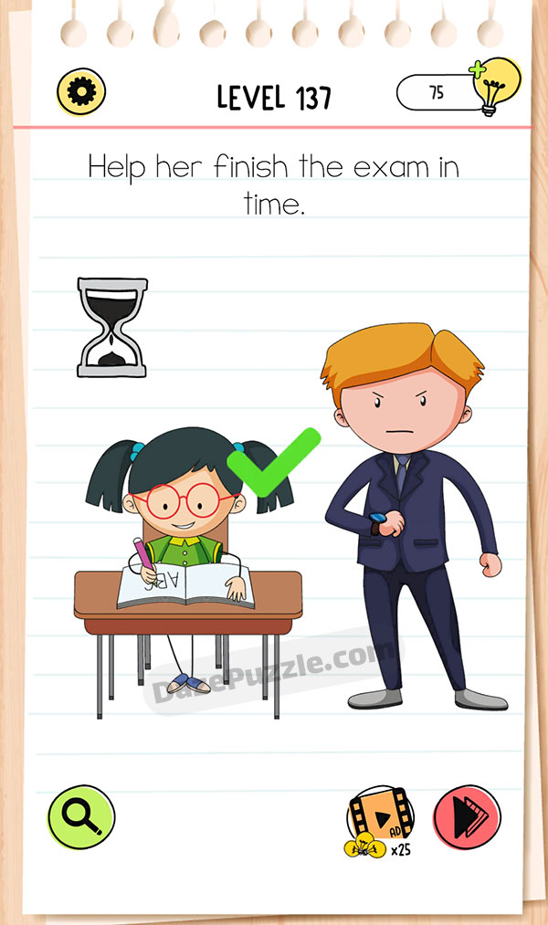 Brain Test All-Star Level 137 Help her finish the exam in time