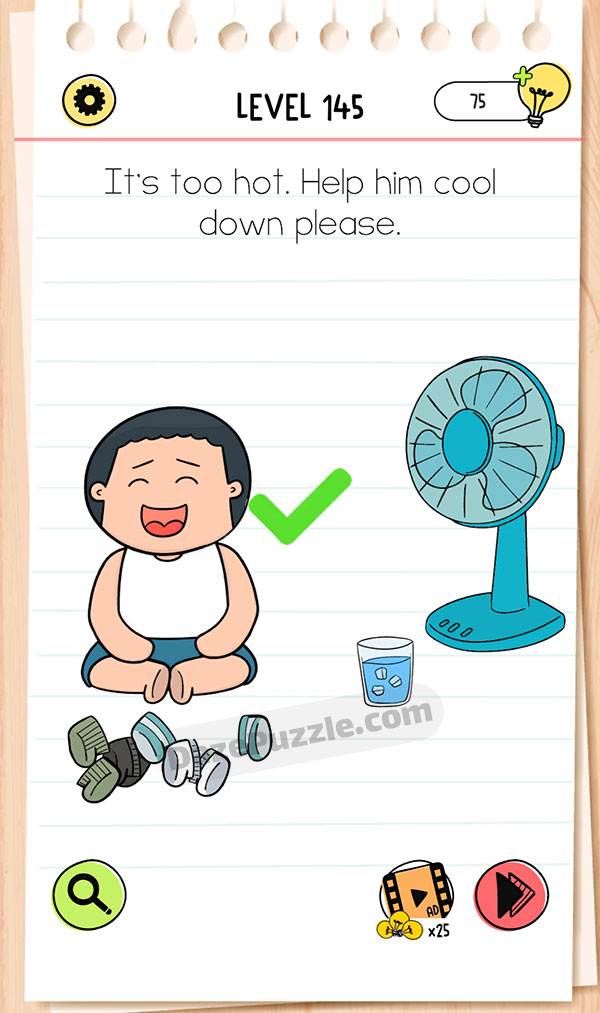 Brain Test All-Star Level 145 It’s too hot Help him cool down please
