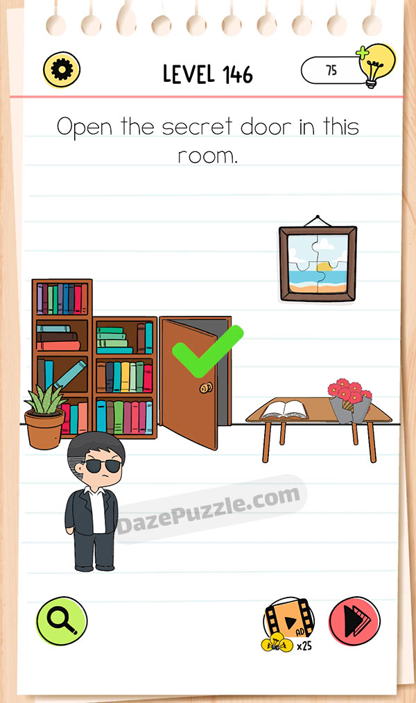 Brain Test All-Star Level 146 Open the secret door in his room