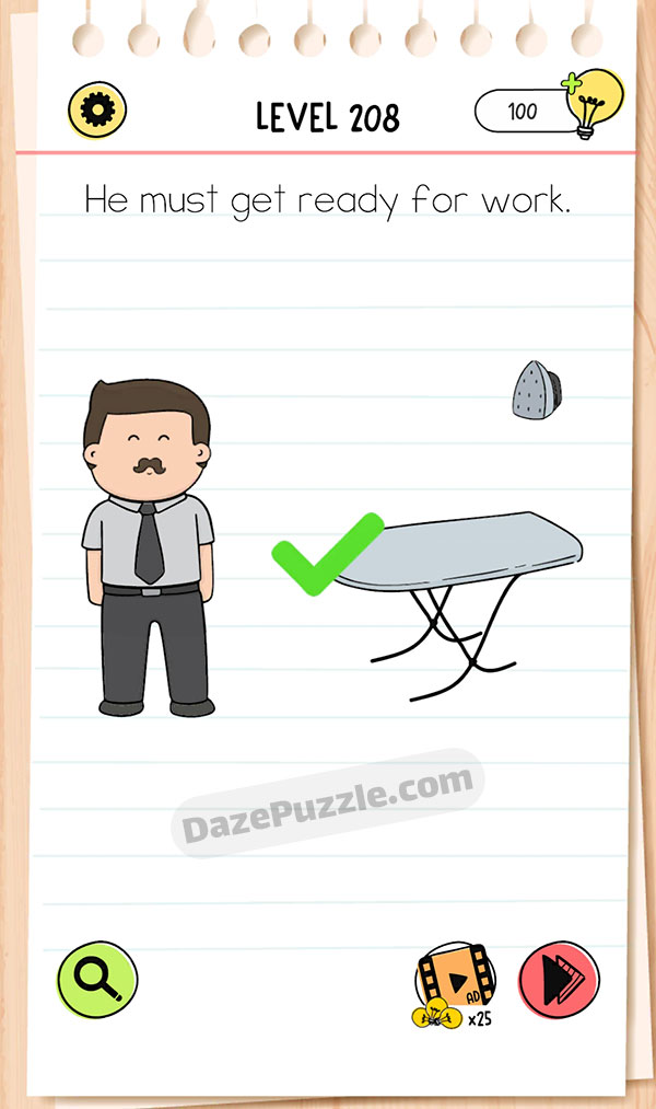 Brain Test All-Star Level 208 He must get ready for work