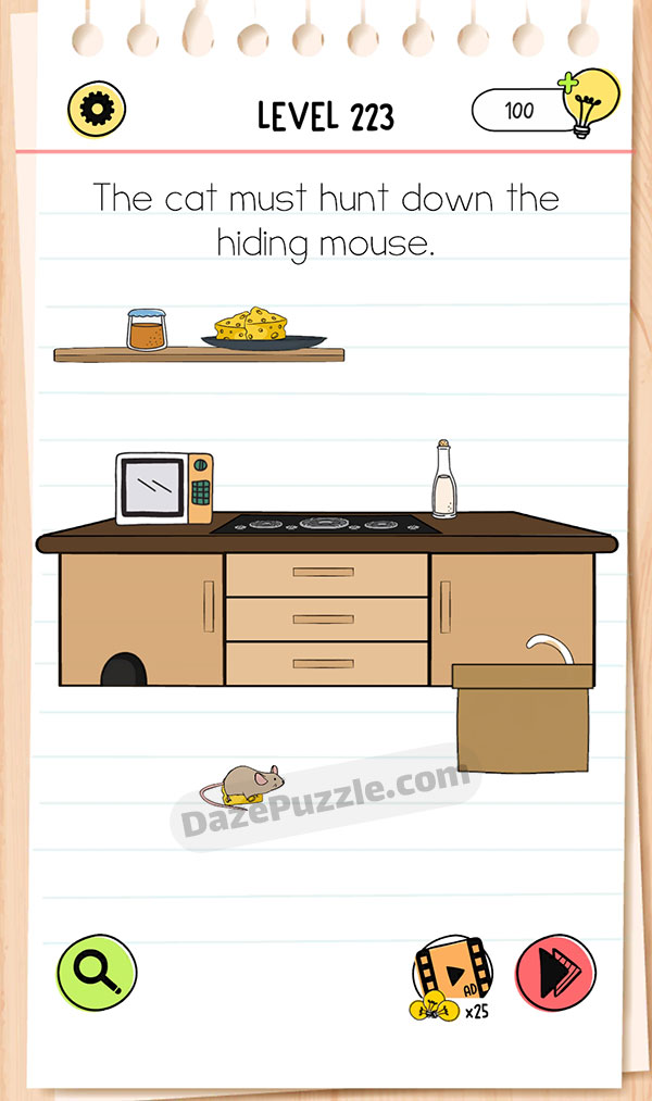 Brain Test All-Star Level 223 The cat must hunt down the hiding mouse