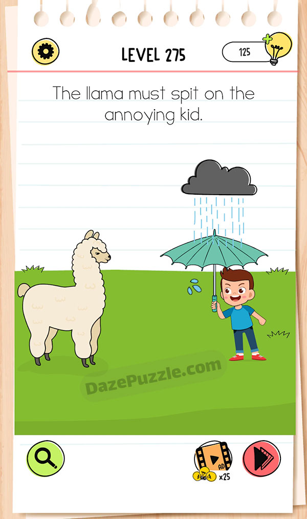 Brain Test All-Star Level 275 The llama must spit on the annoying kid