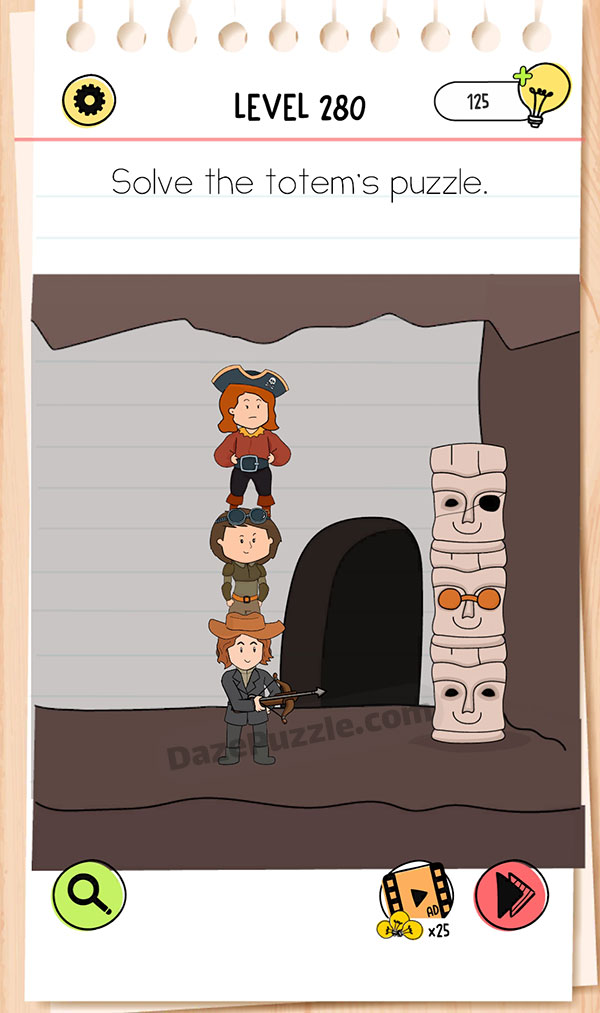 Brain Test All-Star Level 280 Solve the totem's puzzle