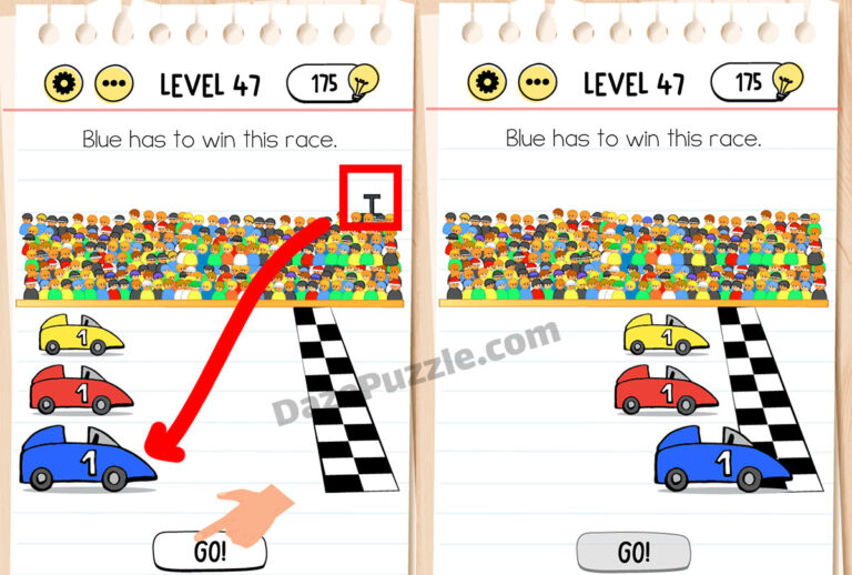 Brain Test Level 47 Blue has to win this race