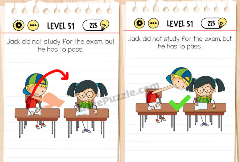 Brain Test Level 51 Jack did not study for the exam