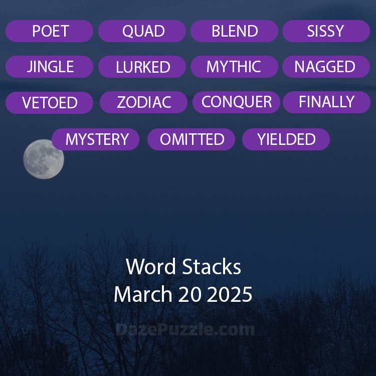 Word Stacks March 20 2025 Daily Puzzle Answer