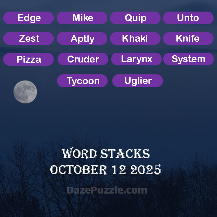 Word Stacks October 12 2025 Daily Puzzle Answer