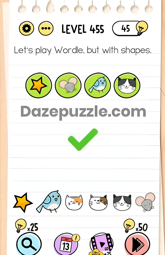 Brain Test Level 455 Let's play wordle. but with shapes