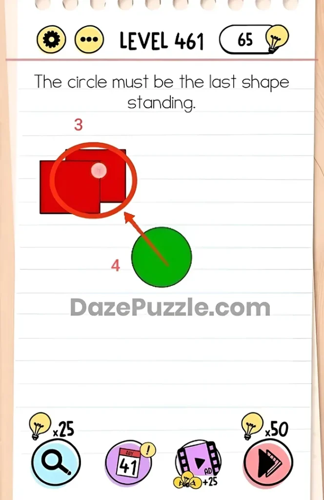 Brain Test Level 461 The circle must be the last shape standing