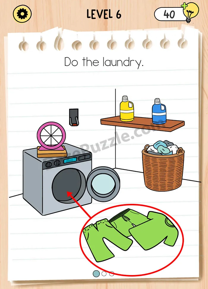 Brain Test 5 Level 6: Do the laundry Answer
